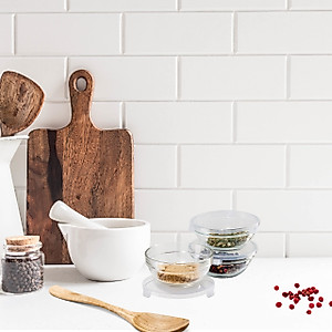 Oggi Set of 3 x Glass Pinch Bowls - 4oz with Clip Lids, Ideal as Salt and Pepper Bowls, Storage Bowls with Lids, Condiment Bowls, Mini Bowls, Prep Bowls for Cooking or Mise en Place Bowls - Clear