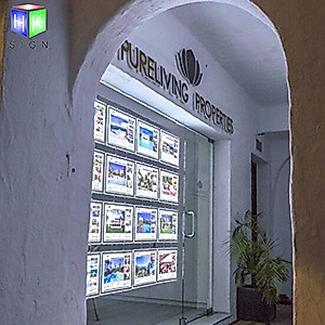 Real Estate Window Hanging Acrylic Photo Frame Advertising Display Office Led Store Sign Holders(Vertical,3pcs A4 a Row)
