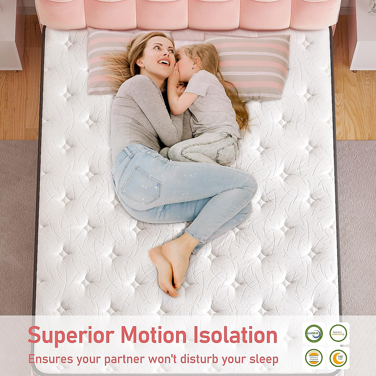 LegacyAmerhome Full Size Mattress, 10in Hybrid Full Mattresses in a Box with Cool Gel Memory Foam, Pocket Springs for Motion Isolation, Medium Firm Matress, CertiPUR-US, 100-Night Trial, 54"x75"x10"