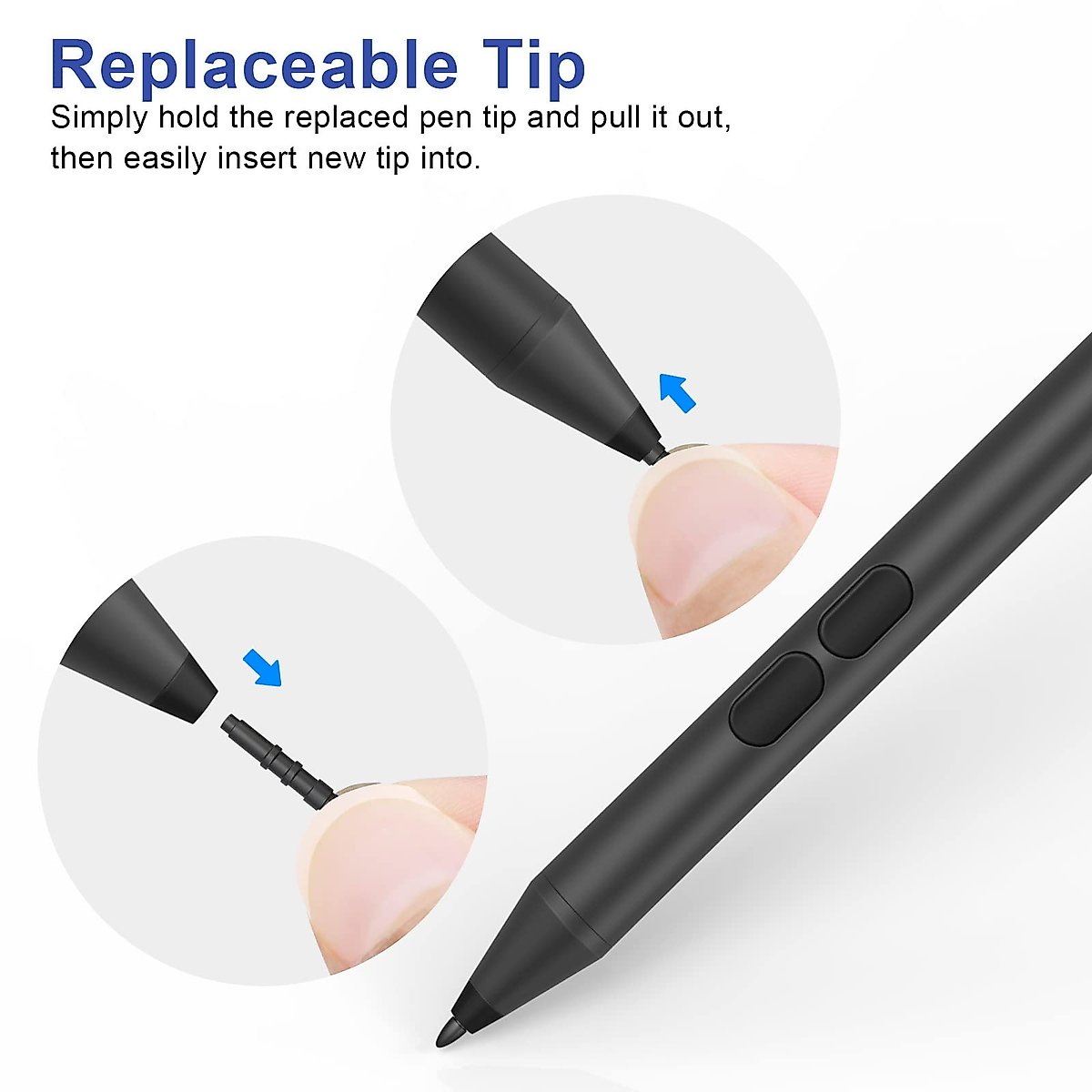 Pen Stylus for Surface Pro 11/10/9/8/X/7+/6/5/4/3/Surface 3, Surface Go 3/2/1, Surface Laptop/Studio/Book 4/3/2/1 with Palm Rejection, 1024 Levels Pressure, 2500h Working Hours