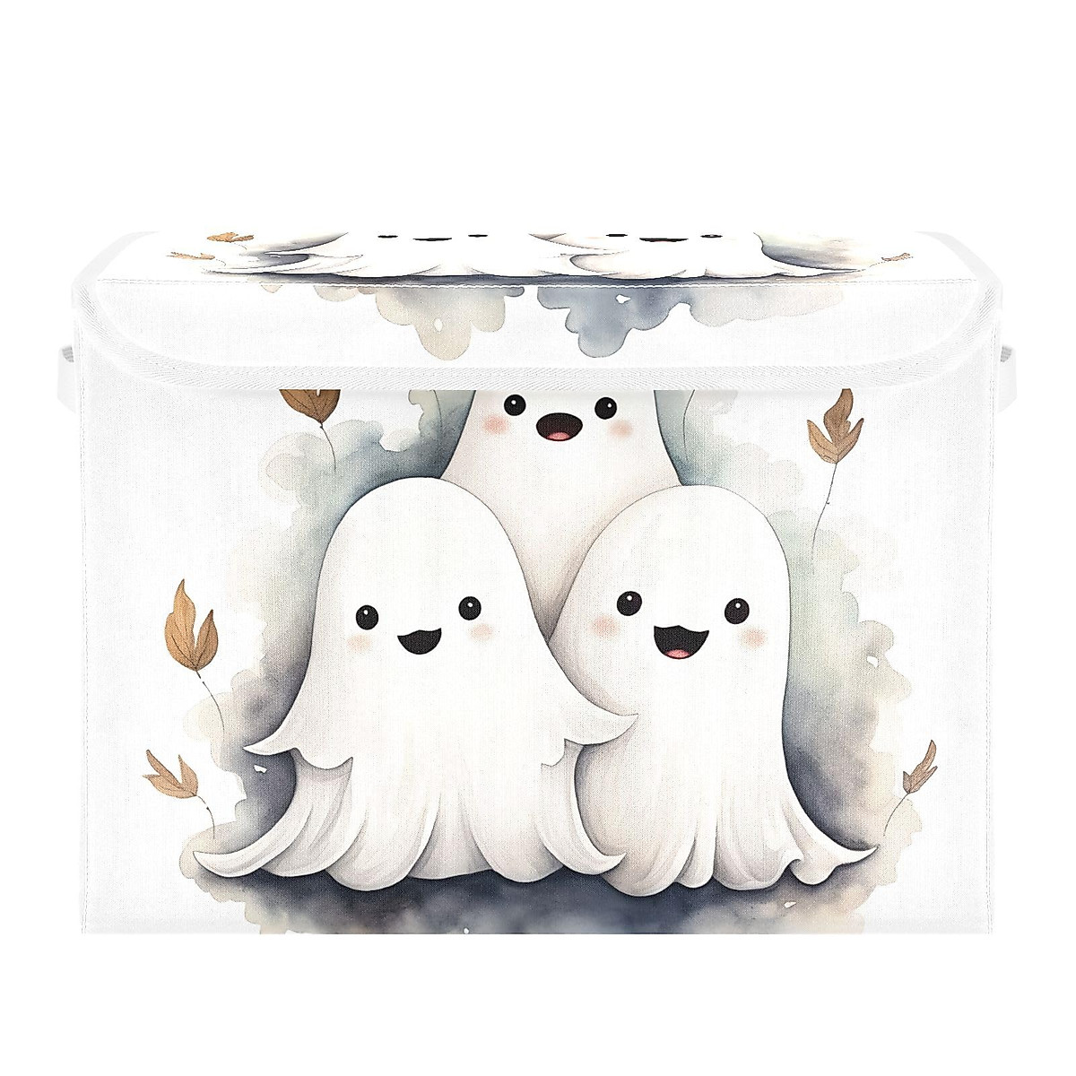 senya Halloween Baskets Collapsible Storage Bins with Lids, Cute Little Ghosts Storage Boxes Clothes Baskets for Organizing, B06D22020