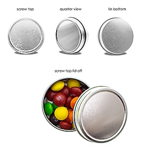 Mimi Pack 2 oz Silver Tins 24 Pack of Shallow Screw Top Round Tin Containers with Lids for Cosmetics, Party Favors, Gifts
