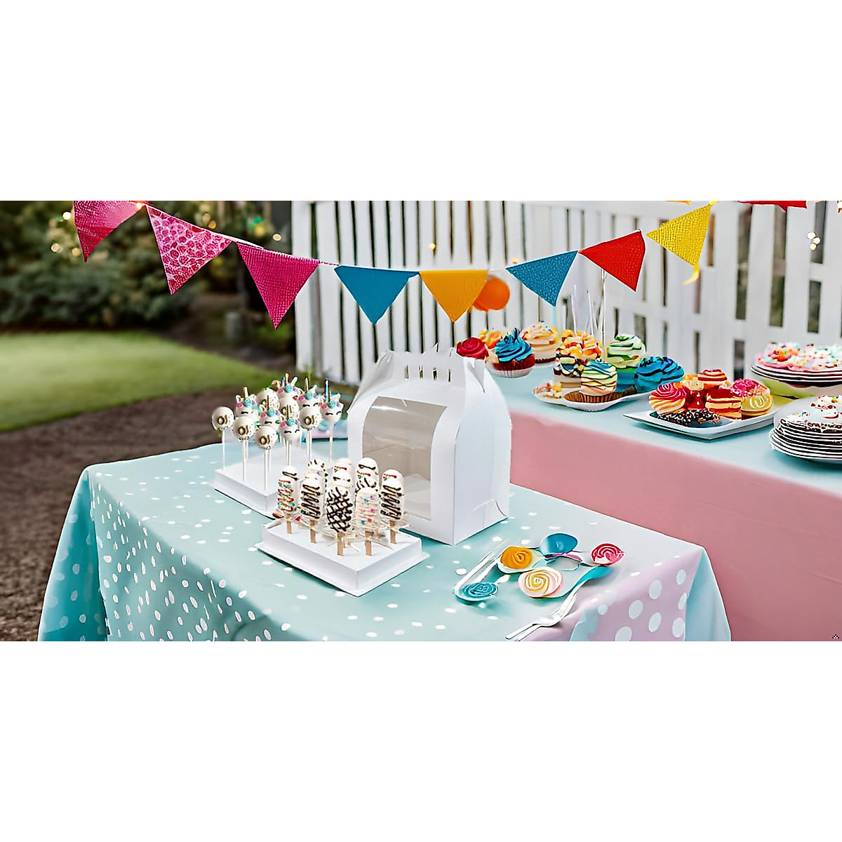 Hzzycaxli 4 Pack Portable Cake Pop Holder Boxes,Cake Pop Boxes Packaging, Cake Pop Display Stand with Clear Window,white Cakesicle boxes