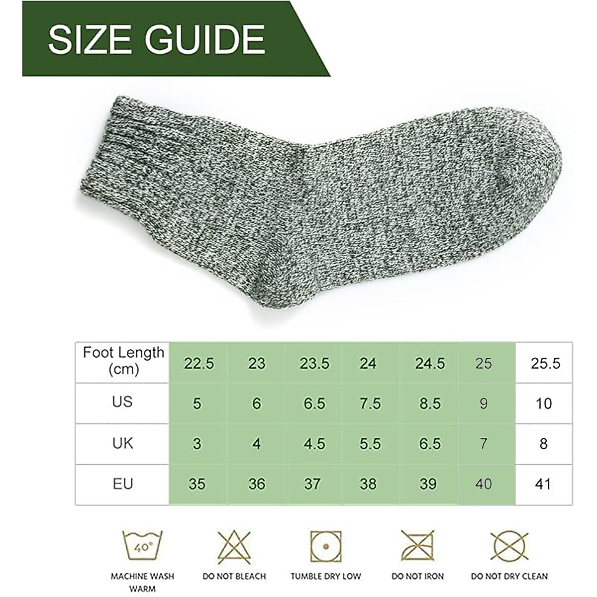 FYC Winter Womens Socks Wool Warm Thick Knit Cozy Crew Casual Vintage Soft Socks for Women Christmas Gifts Socks 5 Pairs