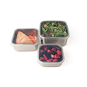 U-Konserve Stainless Steel Food Storage Bento Box Container, Leak Proof Silicone Lid Dishwasher Safe - Plastic Free (50oz Clear)