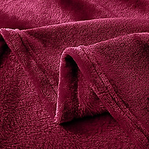 Hannah Linen Queen Fleece Blanket - Super Soft Plush Throw Blanket for Bed - Warm & Cozy Large Microfiber Throw Blanket for Sofa & Couch (90 x 90, Red)