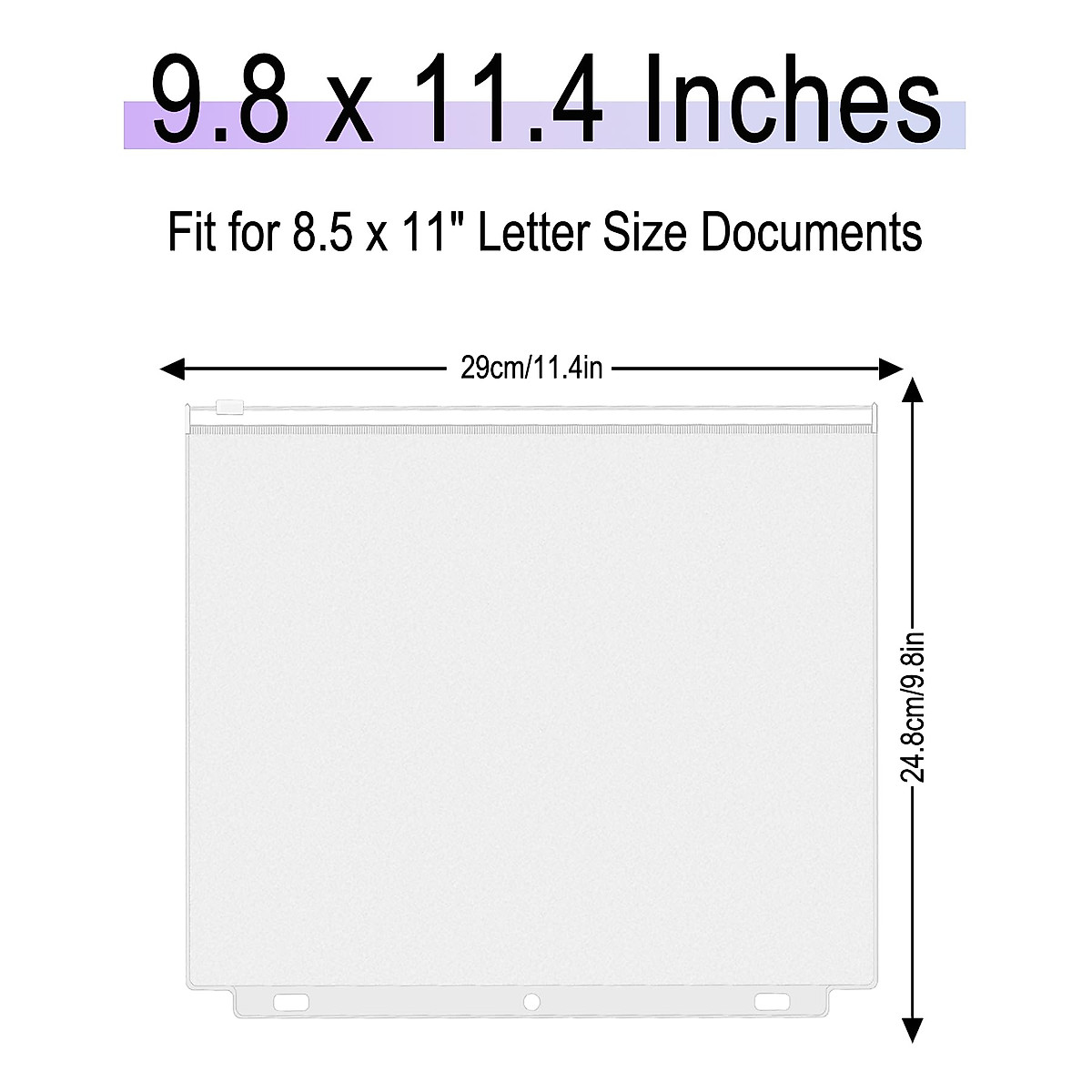 Antner 12 Pack Letter Size Binder Pockets 3 Holes Zipper Binder Folders for 3-Ring Binder, Clear PVC Loose Leaf Bag Binder Pouch Insert Pages Sheet Protectors Waterproof Document Filling Storage Bags