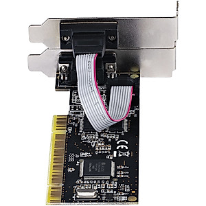 StarTech.com 2-Port PCI RS232 Serial Adapter Card - PCI Serial Port Expansion Controller Card - PCI to Dual Serial DB9 Card - Standard (Installed) & Low Profile Brackets - Windows/Linux (PCI2S5502)