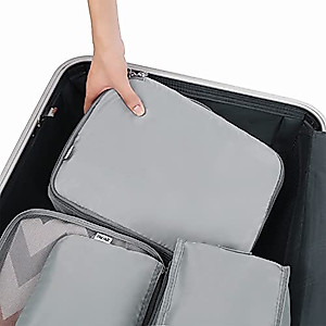 BAGAIL 8 Set Packing Cubes, Lightweight Travel Luggage Organizers with Shoe Bag, Toiletry Bag & Laundry Bag (Pewter Color)
