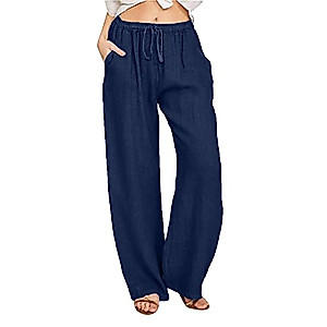 UQGHQO Hiking Pants Women Convertible Women's High Elastic Waistband Wide Leg Palazzo Culotte Gaucho Capri Pants (S~5XL) Casual