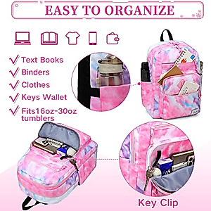 VASCHY School Backpack for Teen Girls, Bookbag Schoolbag Casual Daypack for High School/College/Women/Travel/Work Pink Galaxy
