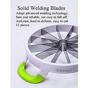 Extra Large Watermelon Slicer Cutter Comfort Silicone Handle,Home Stainless Steel Round Fruit Vegetable Slicer Cutter Peeler Corer Server for Cantaloup Melon,Pineapple,Honeydew,Get 12,As Seen On TV