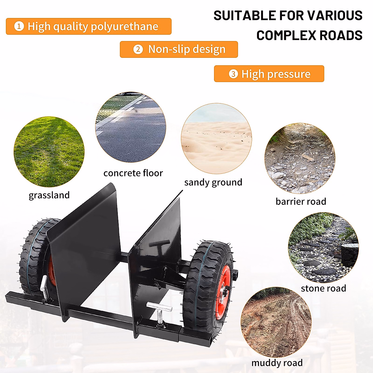 DBREAKS Heavy Duty Panel Dolly, Adjustable Door Dollys with Wheels, 8" Pneumatic Wheels, 600LBS Capacity All Terrain Moving Cart Panel Dolly for Drywall Sheet Heavy Appliance & Material Handling(Red)