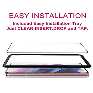 iAnder 3 Pack Glass Screen Protector for Galaxy S21, 3 Pack Camera Lens Protector with Easy Installation Tray, Supports Fingerprint Sensor, HD Retina Clarity, Case Friendly