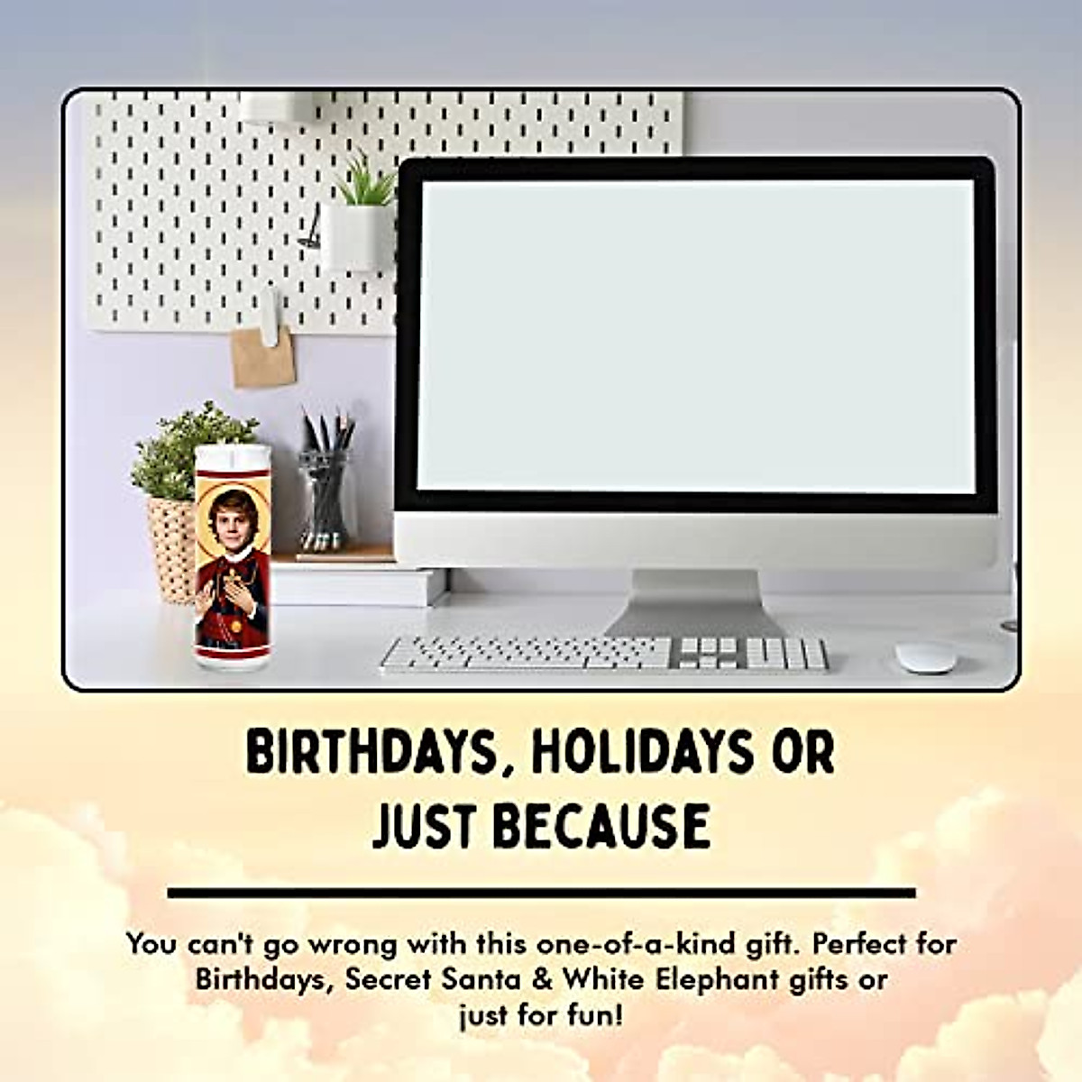 Evan Peters Celebrity Prayer Candle - Funny Saint Candle - 8 inch Glass Prayer Pop Culture Votive - 100% Handmade in USA - Funny Celeb Novelty Actor TV Show Movie Gift