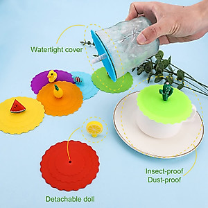 KINBOM 8pcs Silicone Mug Lid Cover, Colorful Anti-Dust Silicone Mug Cover Cute Reusable Silicone Lids for Cups Mugs Beer Glasses Outdoors & Indoors
