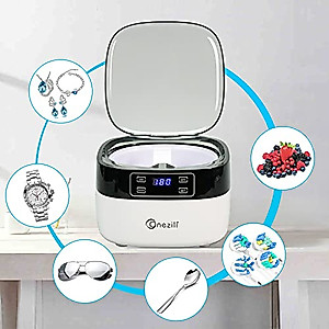 ONEZILI Ultrasonic Jewelry Cleaner, 650ml Portable Ultrasonic Glasses Cleaner Machine with Degas and 5 Digital Timer, for Cleaning Eyeglasses, Jewelry, Rings, Silver and Watches