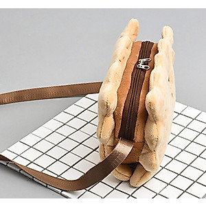 QZUnique Crossbody Bags Biscuit Shoulder Bag Plush Handbags Cute Cartoon Purse Warm Messenger Bags for Women