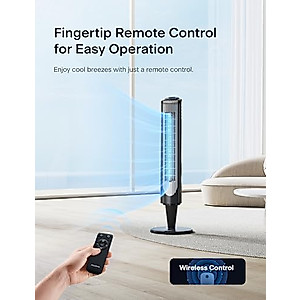 Pelonis 36-Inch Tower Fan for Bedroom – Oscillating Tower Fan with Remote Control – Indoor Quiet Fan with 3 Speeds, 4 Modes and 15-Hour Timer – ETL Certified