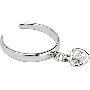 Body Candy 925 Sterling Silver Cubic Zirconia Dangle Heart Toe Ring