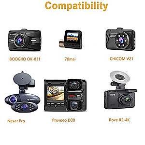 Dash Cam Hardwire Install Kit Mini USB Hard Wire Kit Compatible with Nexar Pro/Nexar Beam,CHORTAU B-T13 B-T19,Pruveeo D30 D40,VanTop H612,BOOGIIO OK-831,70mai,Rove R2-4K Dash Camera Charger Power Cord