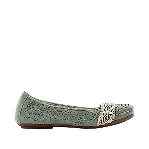 Rieker Women's Ballet Flats, Green 52, 7