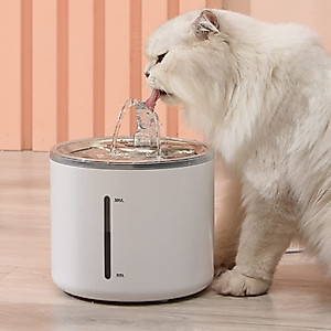 Cat Water Fountain Stainless Steel - SINDOX Dog Water Bowl Fountain, 2.6L/88oz Automatic Cat Fountains Super Quiet Pet Drinking Water Dispenser for Cats, Dogs, Multiple Pets with 3 Filters - White