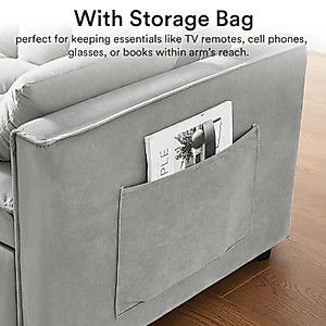 Rovibek Sofa Bed 3 in 1 Sleeper Sofa Couch Bed Pull Out Futon Sofa Bed Convertible Sleeper Sofa Bed Love Seat with 2 Pillows & Side Storage Pockets for Living Room Apartment Small Space