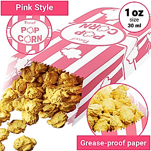 [100-pcs] 1 oz Lavender Popcorn Bags + [100-pcs] 1 oz Pink Paper Popcorn Bags - Customizable - Bundle