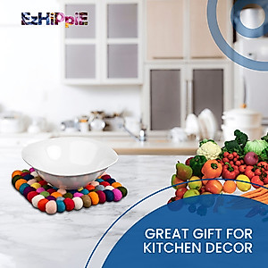 Ezhippie 20 CM Woollen Pot Trivet with Heat Resistance, Handmade Non Slip Pan Holder from Nepal, Trivets for Kitchen, Pots, and Pans Protect Tables and Worktops, Absorbent Felt Ball Pad, Square-3