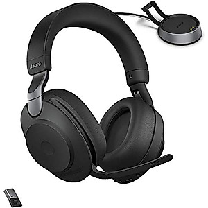 Jabra Evolve2 85 USB-C Stereo Headset with Charging Stand, UC Optimized, Leading Wireless Performance with Advanced Noise-Cancelling Microphone, All Day Battery - Black