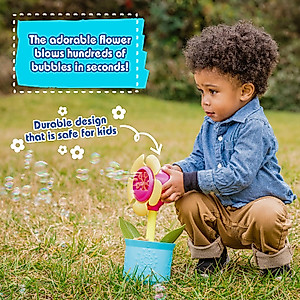 Maxx Bubbles 14" Flower Pot Includes 4oz Bubble Solution, 4 Wands and Watering Can, Botanical Collection, Outdoor Bubble Machine Maker, Great Gift and Decoration for Birthday, Bridal and Shower