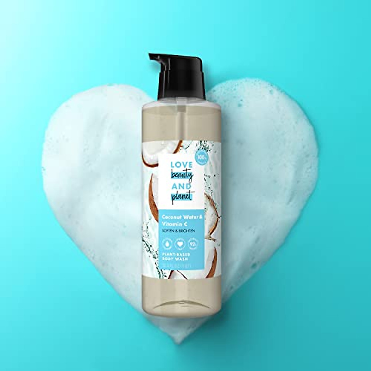 Love Beauty And Planet Body Wash Softened, Visibly Glowing Skin Coconut Water and Vitamin C Made with Plant-Based Cleansers and Skin Care Ingredients 32.3 fl oz