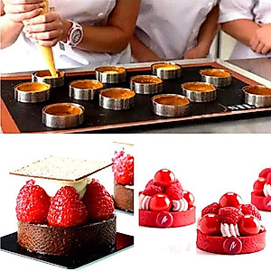 Nebel 10Pcs Circular Tart Rings with Holes, Perforated Tart Rings for Baking, Steel Fruit Pie Quiches Cake Mousse Kitchen Baking Mould 8cm