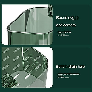 SONGBIRDTH Removable Shower Caddy Shower Caddy with Strong Suction Cup Removable Quick Drying Easy Cleaning Drainable Shower Rack Rust-proof Shower Basket Atrovirens S