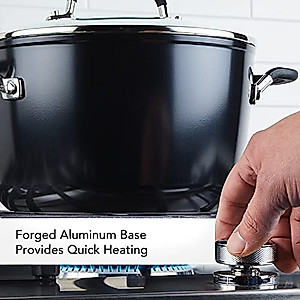 KitchenAid Hard Anodized Nonstick Stockpot with Lid, 8 Quart, Onyx Black