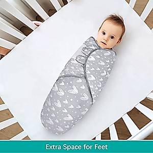 Biloban Baby Swaddles 0-3 Months for Boy Girls, Baby Swaddle, Newborn Swaddle, Cotton Adjustable Swaddle Blanket, Lovely Grey Print, 2 Pack