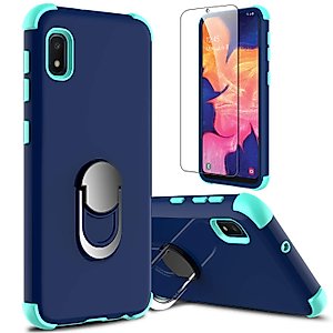 lovpec Compatible with Galaxy A10e Case with Soft TPU Screen Protector, Ring Magnetic Holder Kickstand Shockproof Protective Phone Cover Case for Samsung Galaxy A10e 5.8 inches (Navy)