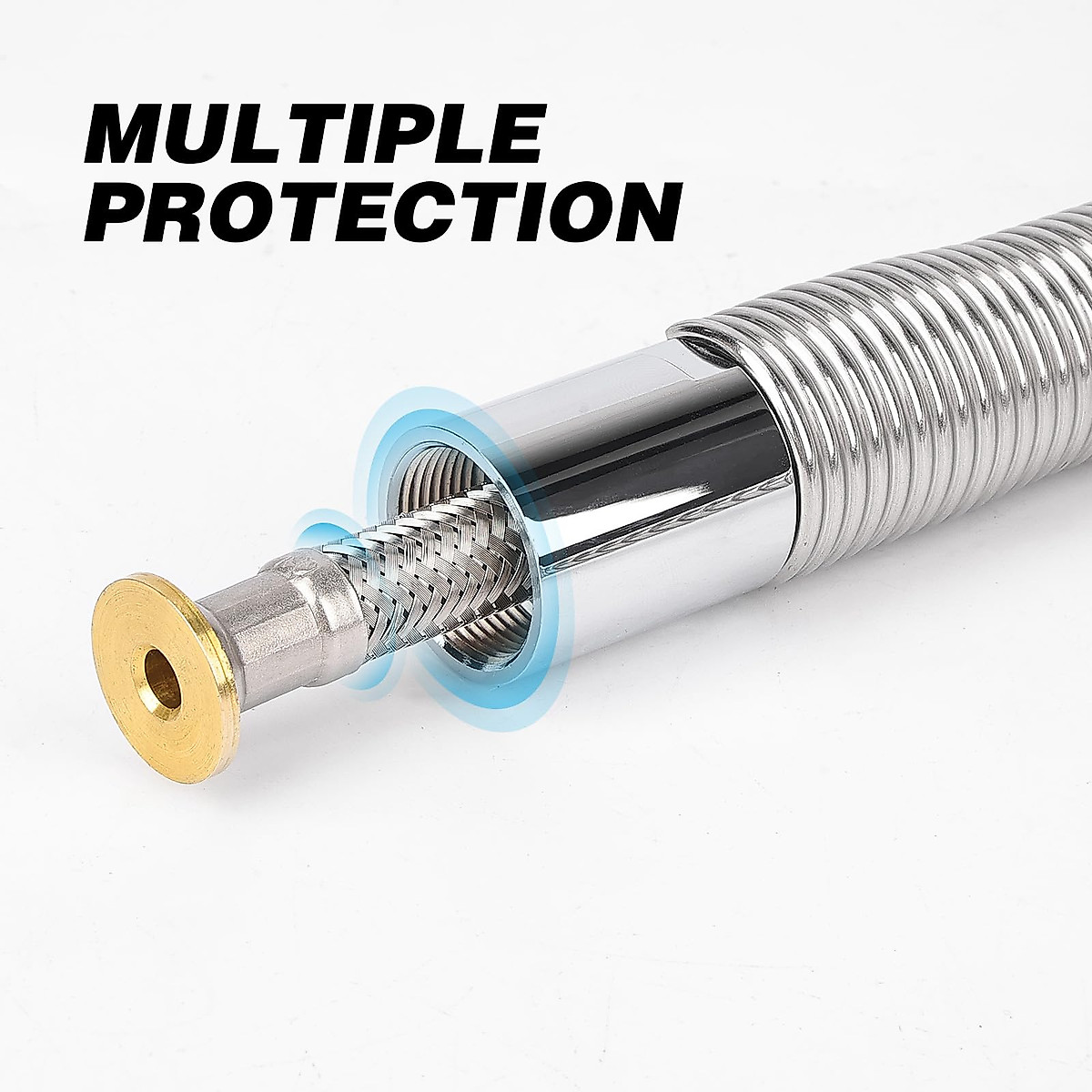 Commercial Sink Sprayer Hose,44 inch Commercial Kitchen Sink Faucets Flexible Hose Replacement，with Heat Resistant Black Handle，for Commercial Kitchen Faucet.