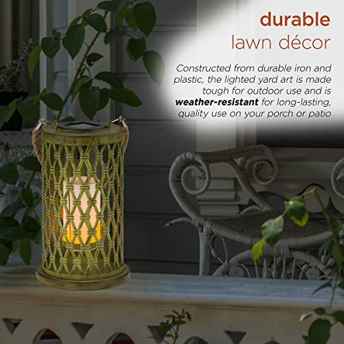 Alpine Corporation QLP1350SLR-HH-TM Alpine Metal Solar Lantern, Gray