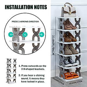SAYONAKUAJ Foldable Shoe Rack, Collapsible Shoe Rack, 6-Tier Folding Shoe Rack, Shoe Organizer, Collapsible Shoe Storage, Shoe Tower, Corner Shoe Rack, Vertical Shoe Rack (6-TIER GRAY 1Pcs)