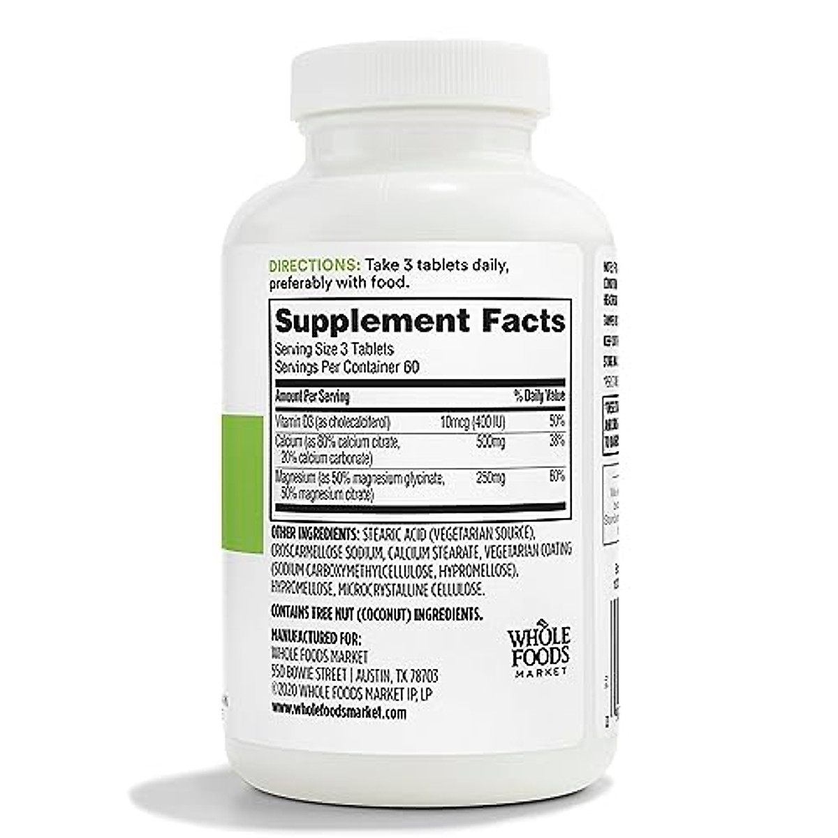 365 by Whole Foods Market, Calcium Magnesium Citrate with D3, 180 Tablets