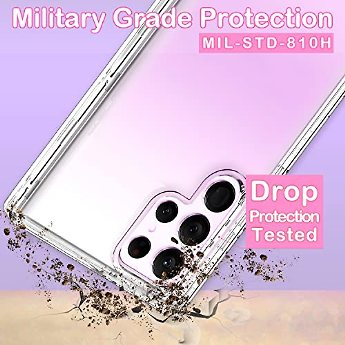 Coolwee Crystal Clear Full Protective Case for Galaxy S23 Ultra - 6.8" Heavy Duty Hybrid 3 in 1 Rugged Shockproof Women Girls for Samsung Galaxy S23 Ultra 6.8 inch Transparent