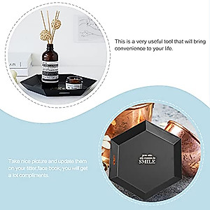 KESYOO Ottoman Tray Metal Serving Tray Vintage Hexagon Wrought Iron Towel Stand Holder for Perfume Jewelry Comestics Coffee Candle Bath Vanity Bathroom Kitchen Wedding Decor