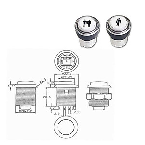 Comimark 1 Set 5V LED Illuminated Push Button 1P/2P Player Start Buttons 33mm(White)