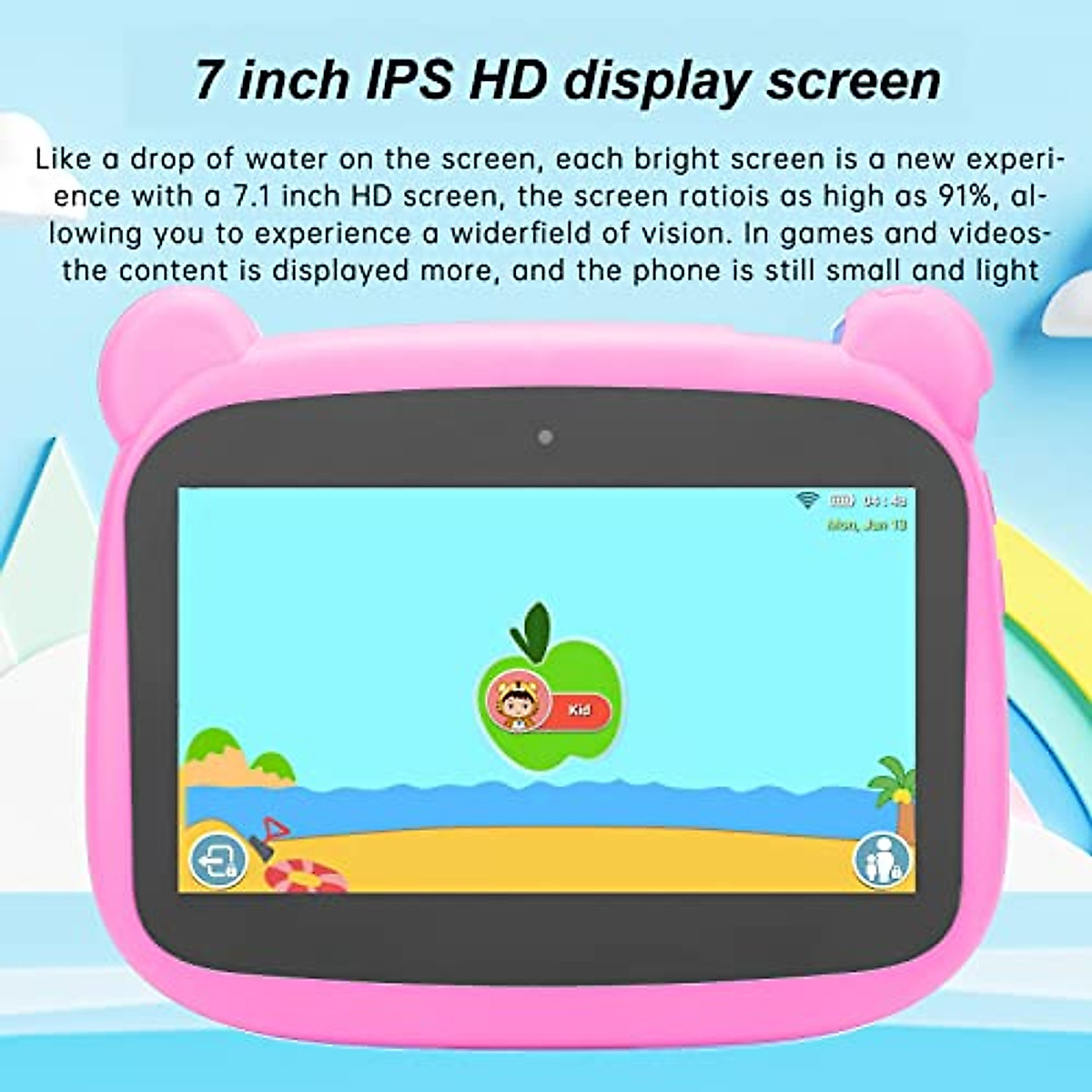 Kids Tablet, 5000mAh 7 Inch Screen Dual Camera US Plug 100240V HD Tablet for Ebook (US Plug)