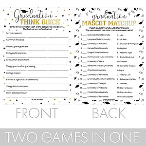 DISTINCTIVS Graduation Party Game Bundle: Mascot Match-Up & Think Quick - Class of 2025, 25 Count Grad Party Supplies