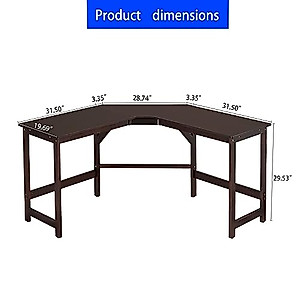 MARCTEL Premium L-Shaped Sturdy Solid Pine Wood Computer Desk, 55-Inch Plus Large Gaming Table, Home Office Writing Workstation, Espresso