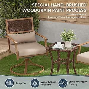Amopatio Patio Swivel Chairs Set of 2, Outdoor Dining Chairs with Deep Seat Cushion, All Weather Swivel Rocker Chairs with Hand-Painted Metal Frame, for Backyard Deck (Khaki)