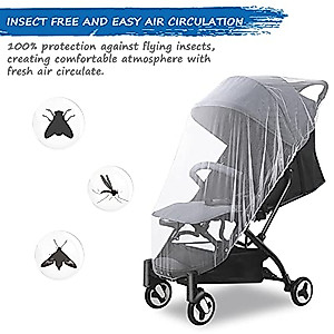 Coldwind 2 Pack Mosquito Net for Stroller Durable Baby Mosquito Net Perfect Bug Net for Strollers, Bassinets, Cradles, Playards, Pack N Plays and Portable Mini Crib, Baby Insect Netting, White